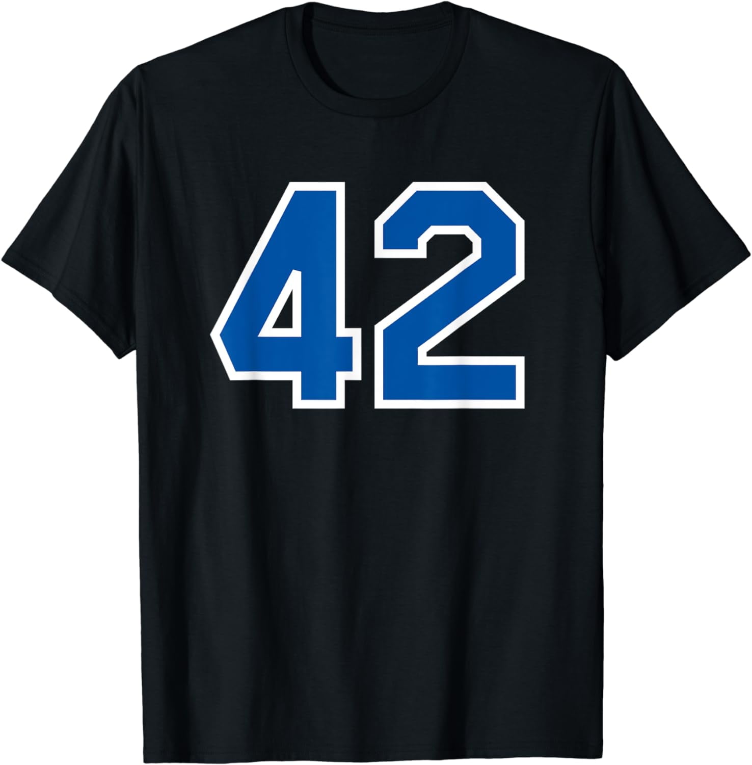 Number #42 White Blue Varsity Number T-Shirt - Walmart.com