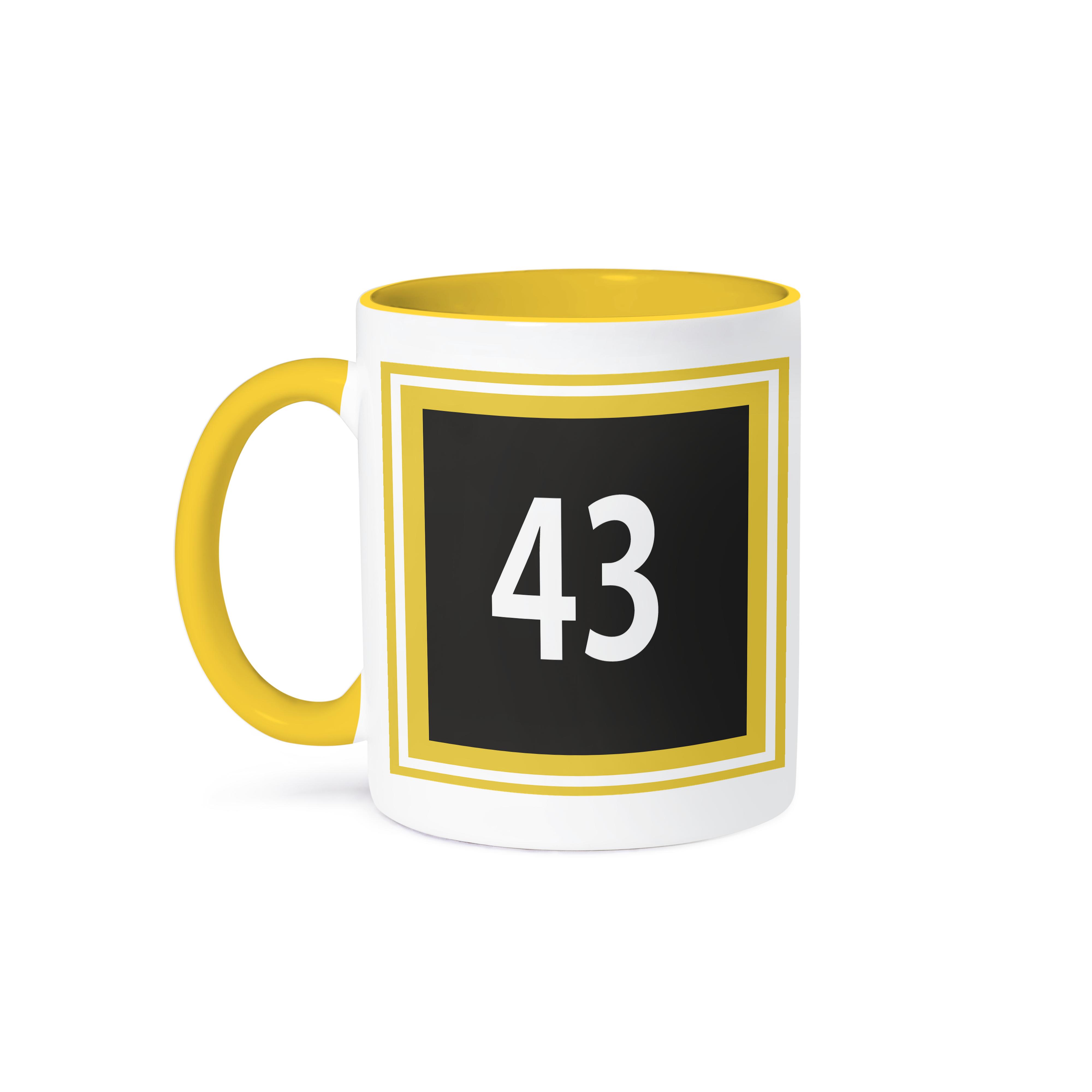 3dRose, Number 43 in white on dark gray background trimmed in gold and ...