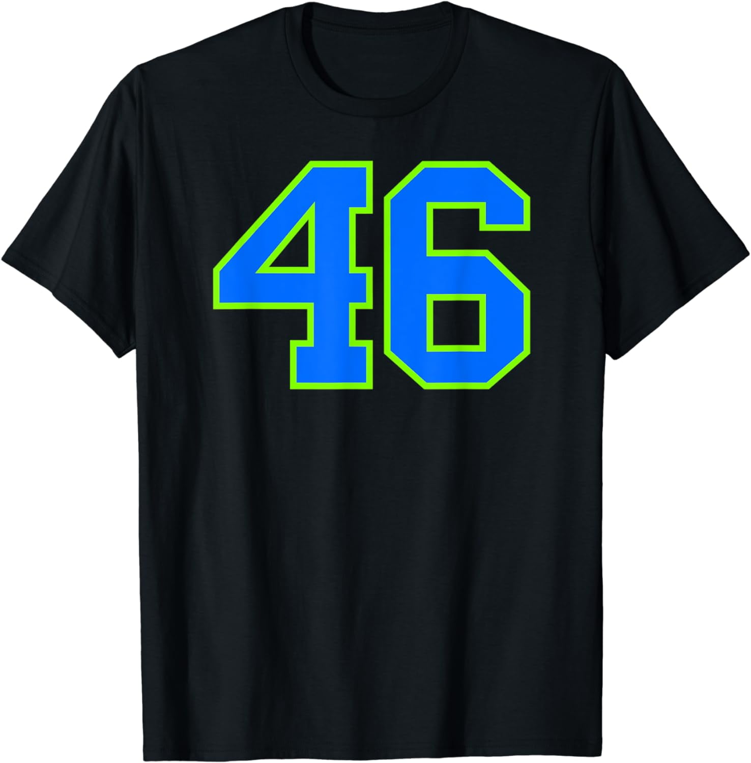 Number #46 Sports Jersey Uniform Blue Green Lucky Number T-Shirt ...