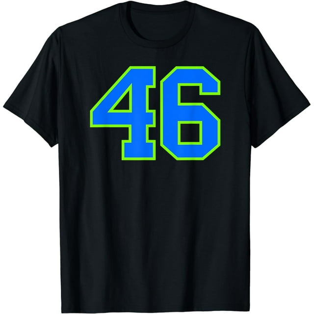 Number #46 Sports Jersey Uniform Blue Green Lucky Number T-Shirt ...