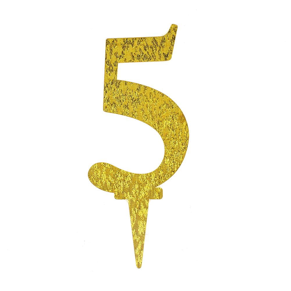 Number 5 Acrylic Cake Topper, Gold, 6-1/2-Inch - Walmart.com