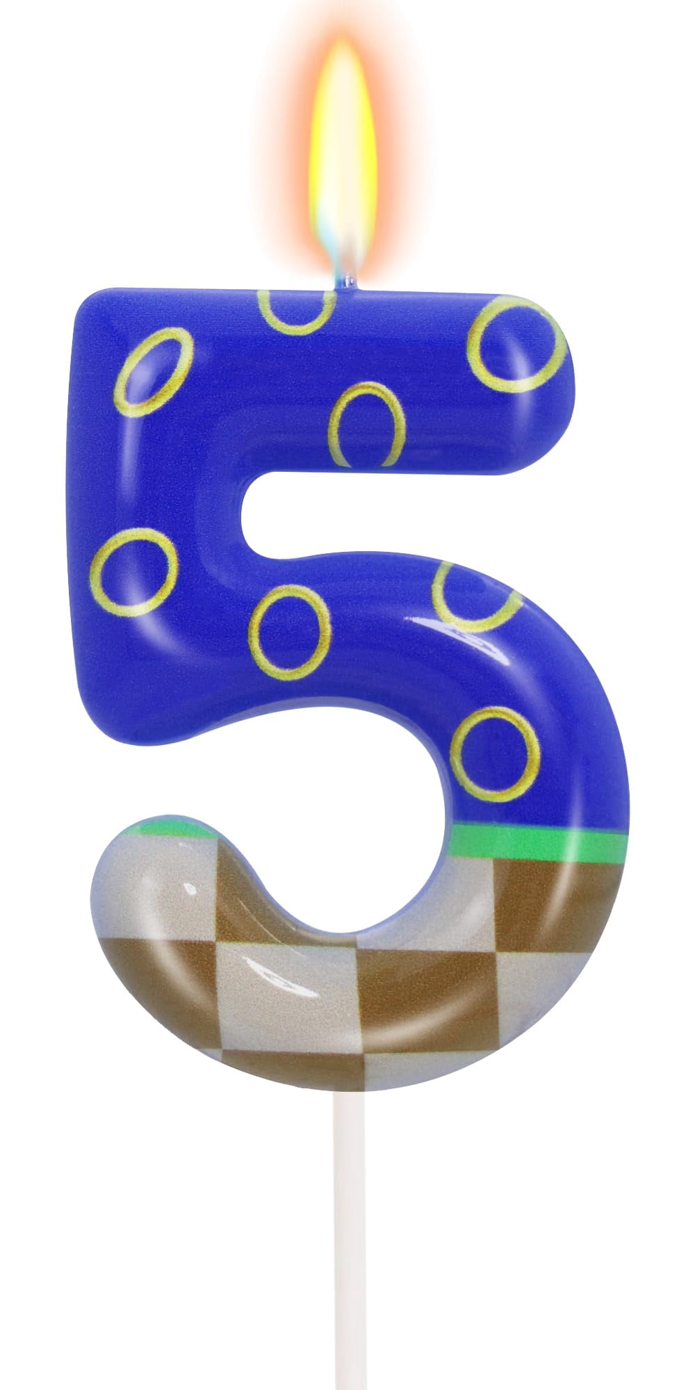Number 5 Golden Rings Blue Birthday SMRCandle 5 Candle Blue Cake Topper ...