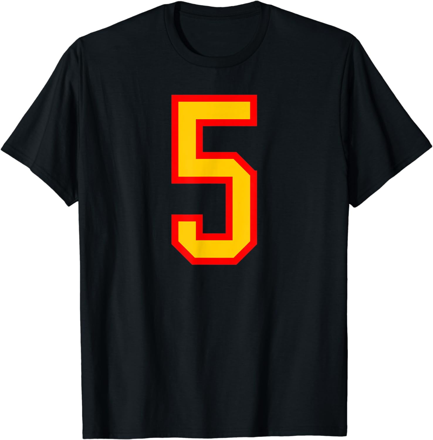 Number #5 Red Yellow Sports Jersey Birthday Lucky Number 5 T-Shirt ...