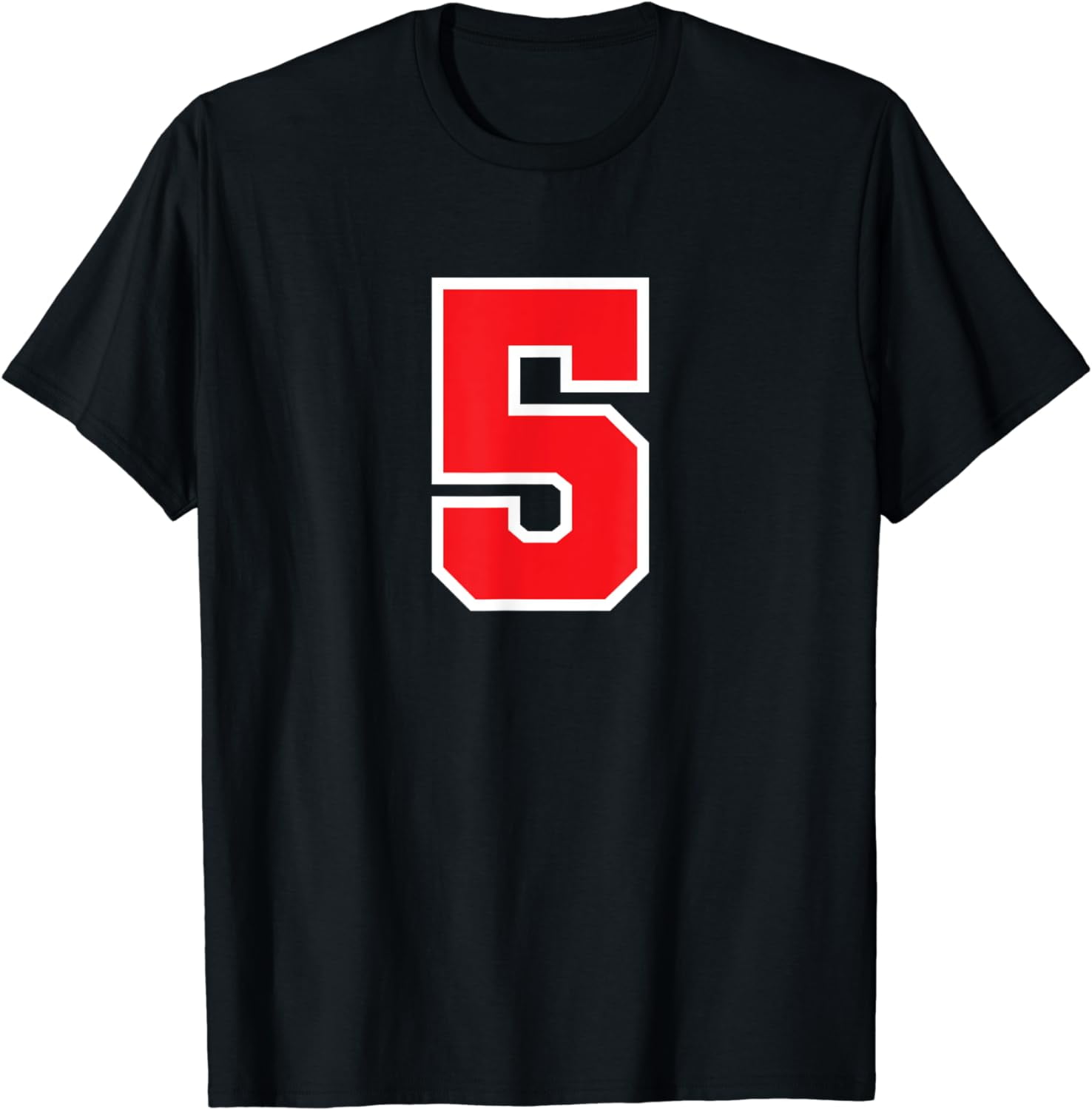 Number #5 Sports Jersey Birthday Age Lucky Number Red White T-Shirt ...