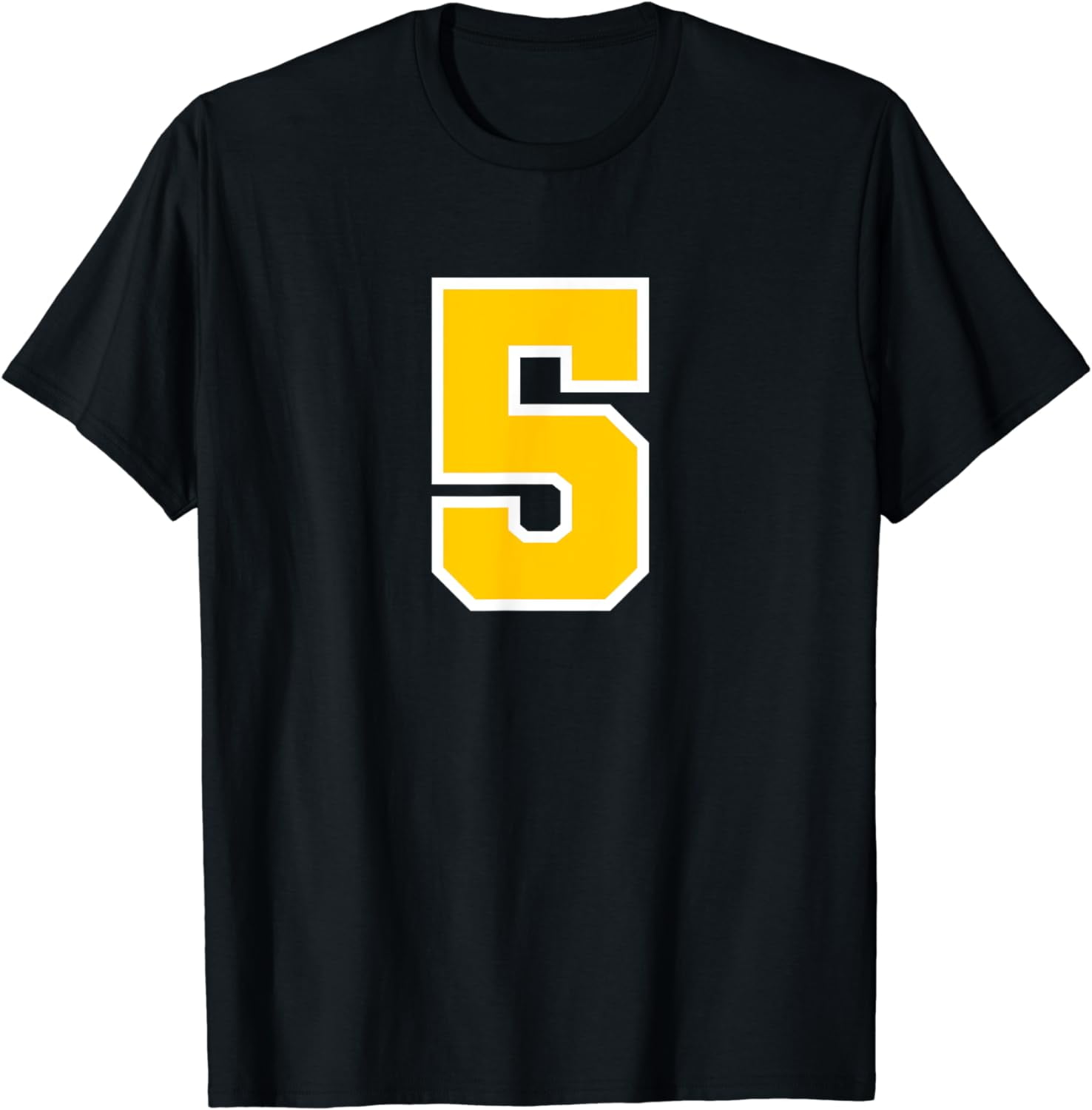 Number #5 Sports Jersey Birthday Age Lucky Yellow Number T-Shirt ...