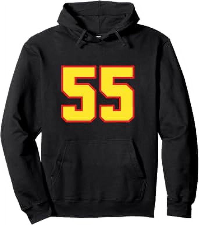 Number #55 Fifty Five Sports Jersey Fan Athlete Yellow Red Pullover ...