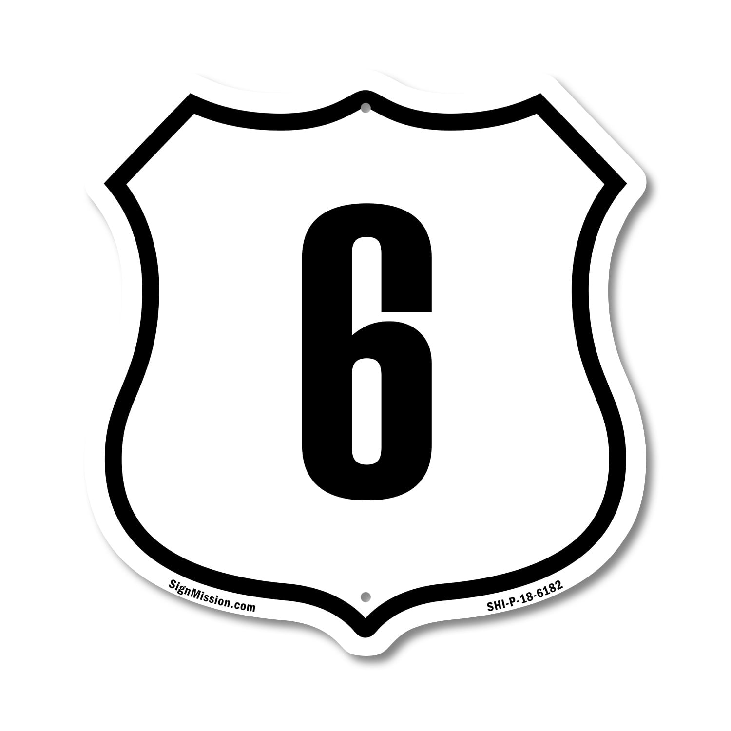 Number 6 (2 Pack) 12 inch X 12 inch Shield Shaped Commercial Grade ...