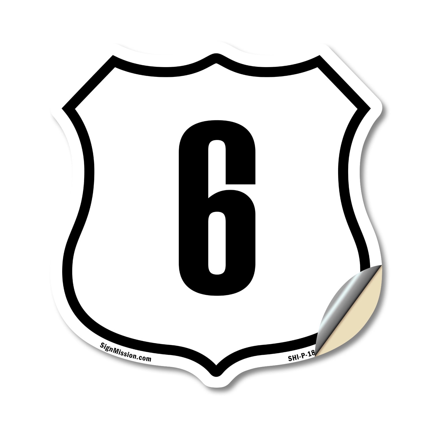 Number 6 (2 Pack) 12 inch X 12 inch Shield Shaped Heavy Duty 3.2 mil ...