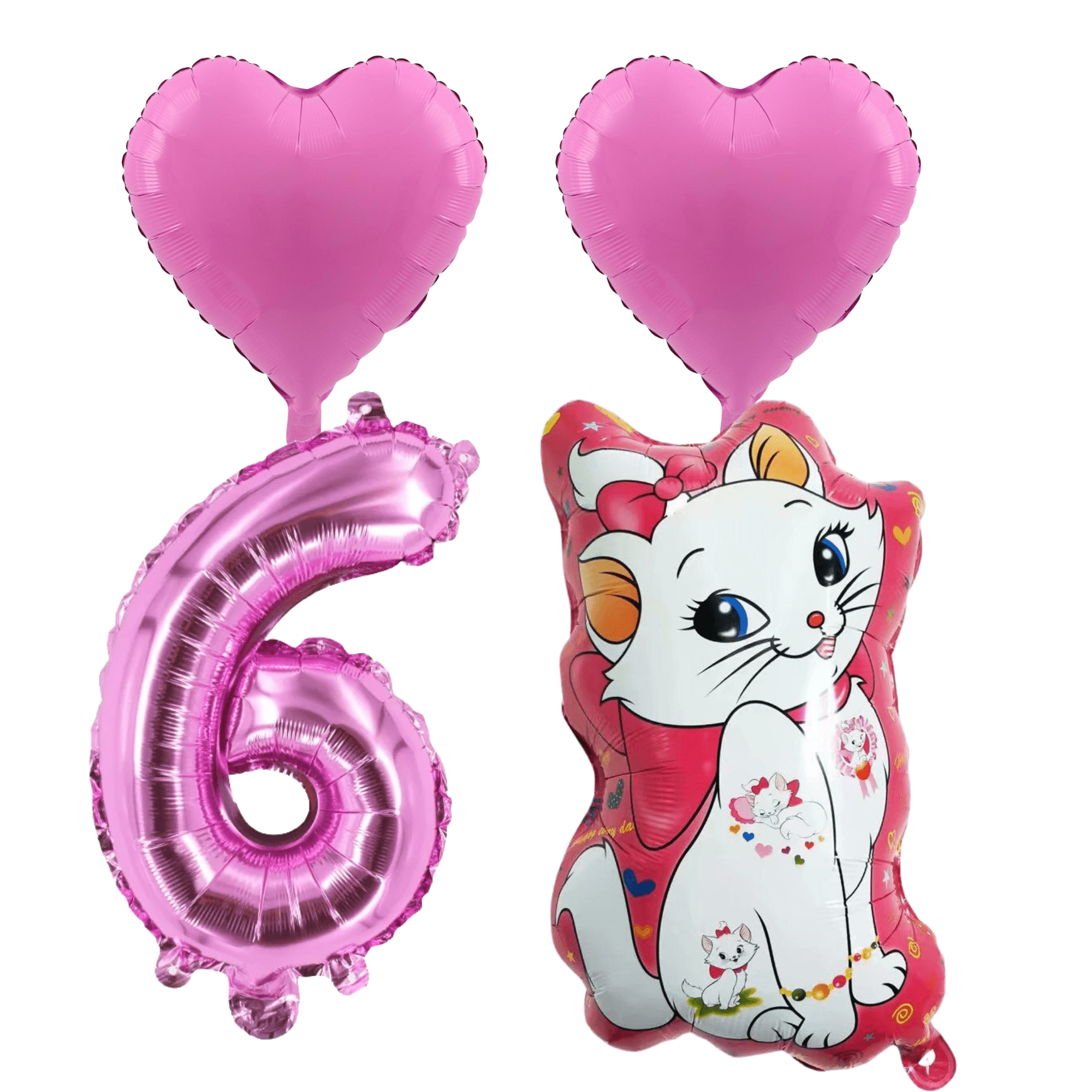 Number 6 6th Birthday Party Balloons Kit Mari Cat Pink Foil - Walmart.com
