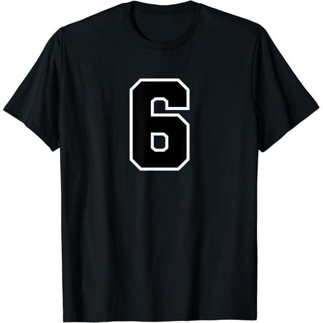 Number #6 Sports Jersey, Birthday Age, Favorite Lucky Number T-Shirt ...