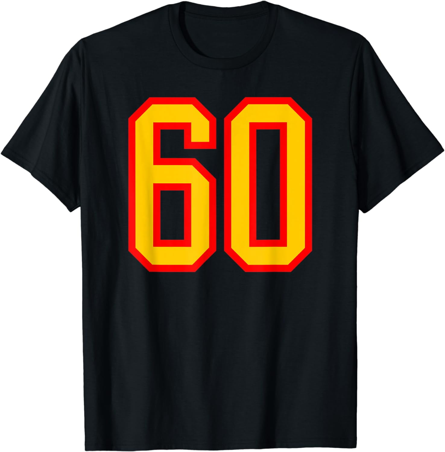 Number #60 Red Yellow Sports Jersey Birthday Lucky Number 60 T-Shirt ...