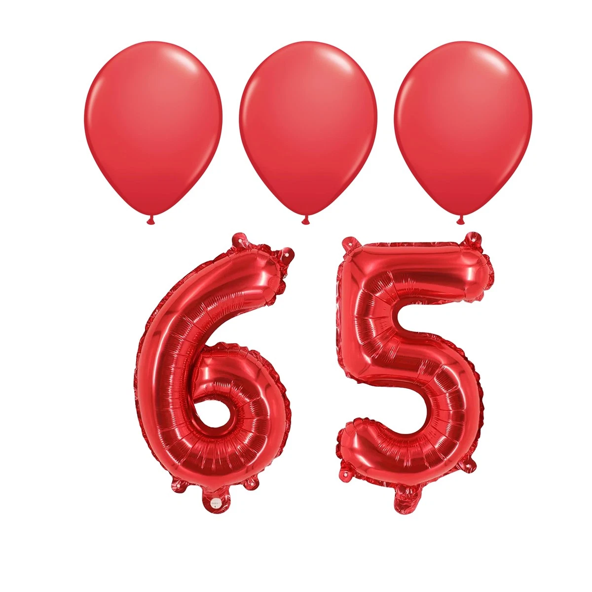 Number 65 Red Balloon 32 Inch Foil Mylar Birthday Milestone 3 Red Latex ...