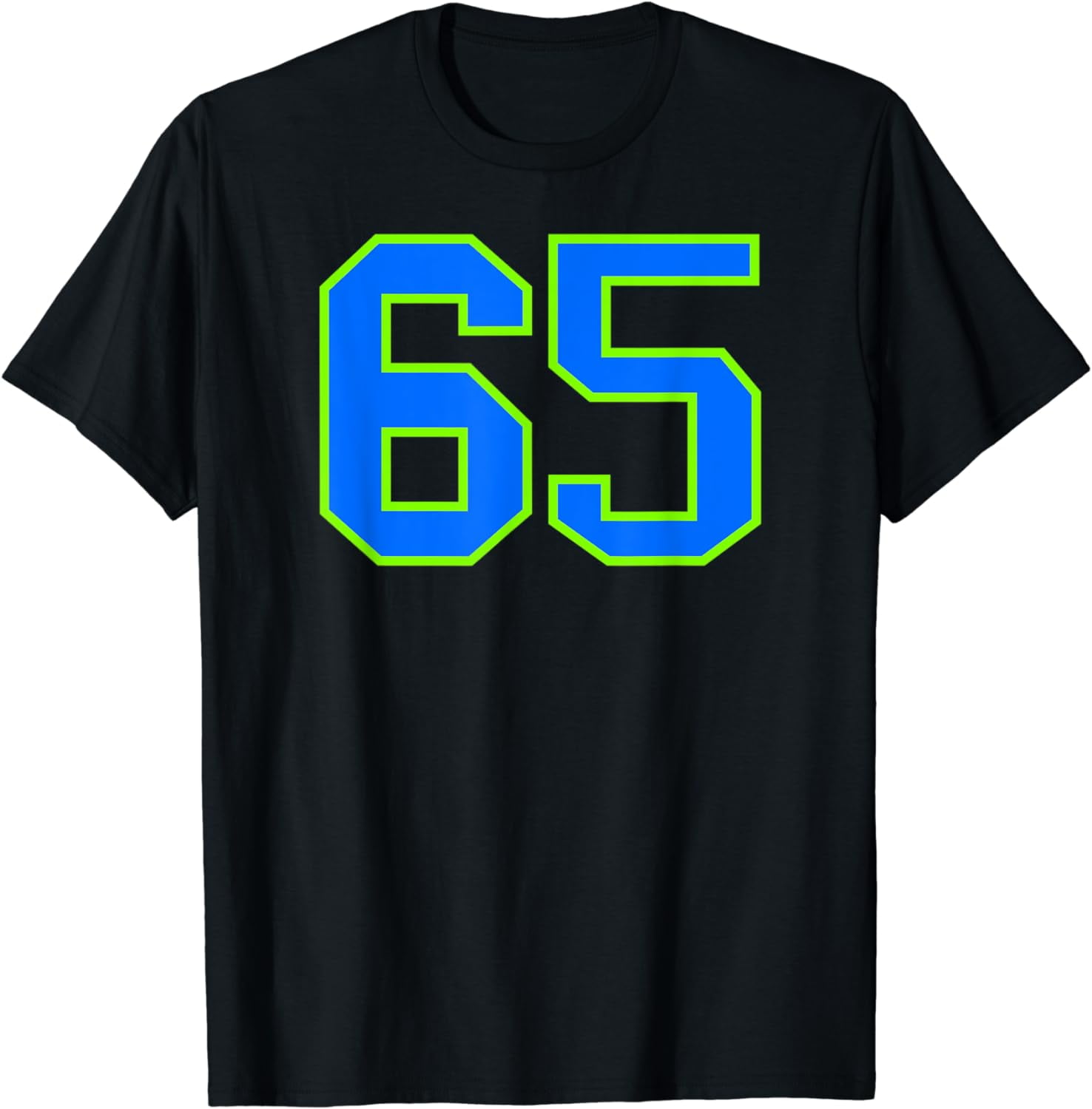 Number #65 Sports Jersey Uniform Blue Green Lucky Number Cotton T-Shirt ...