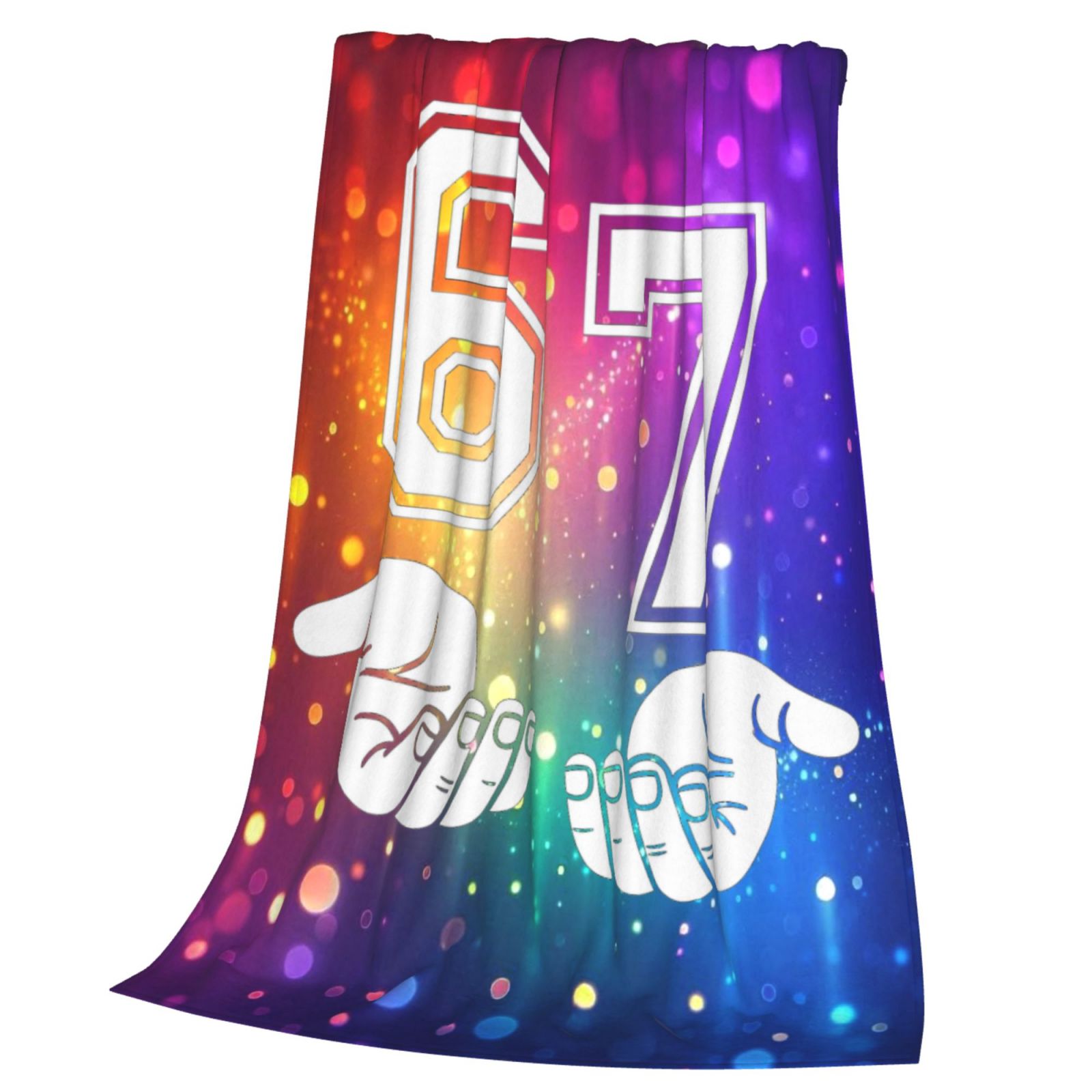 Number 67 Funny Six Seven Meme Throw Blanket Lightweight Fleece Flannel ...
