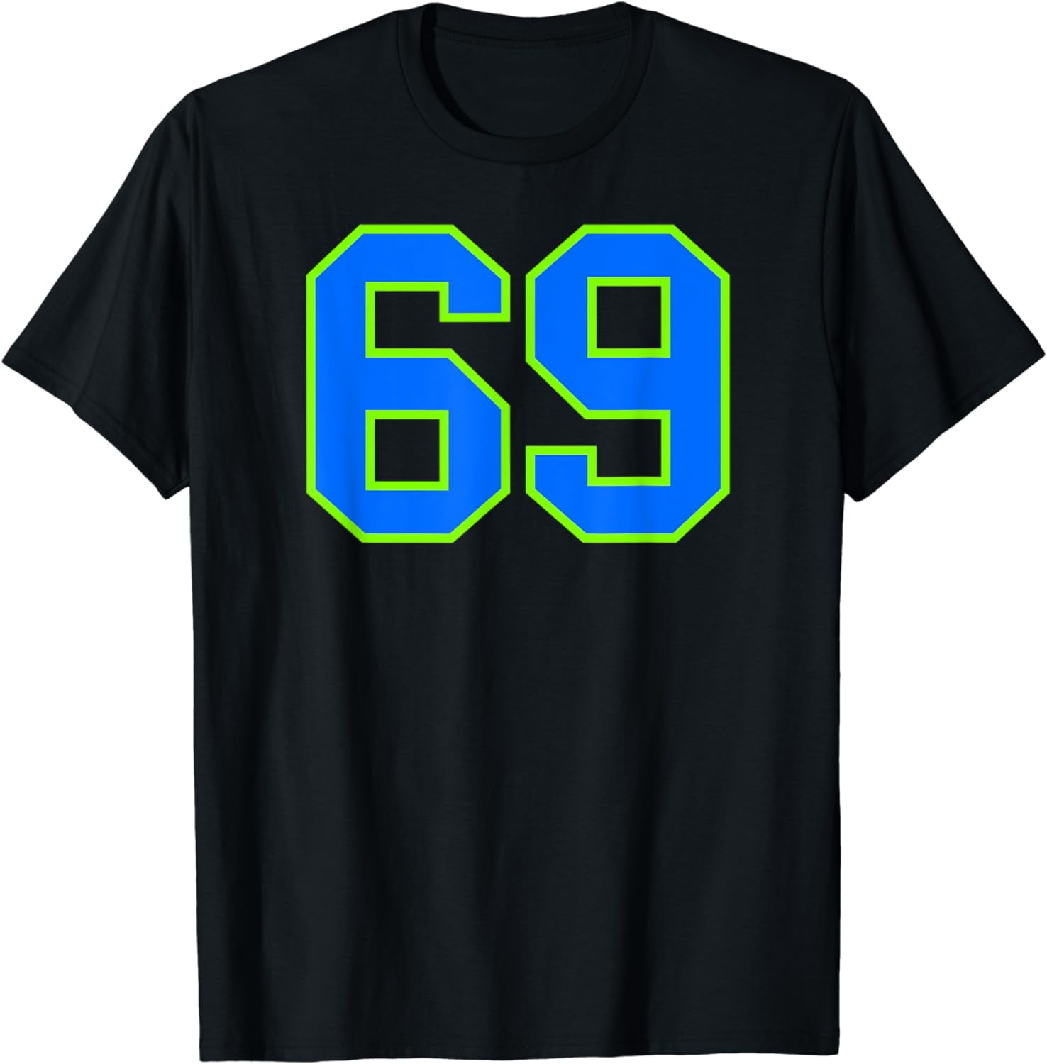 Number #69 Sports Jersey Uniform Blue Green Lucky Number T-Shirt ...
