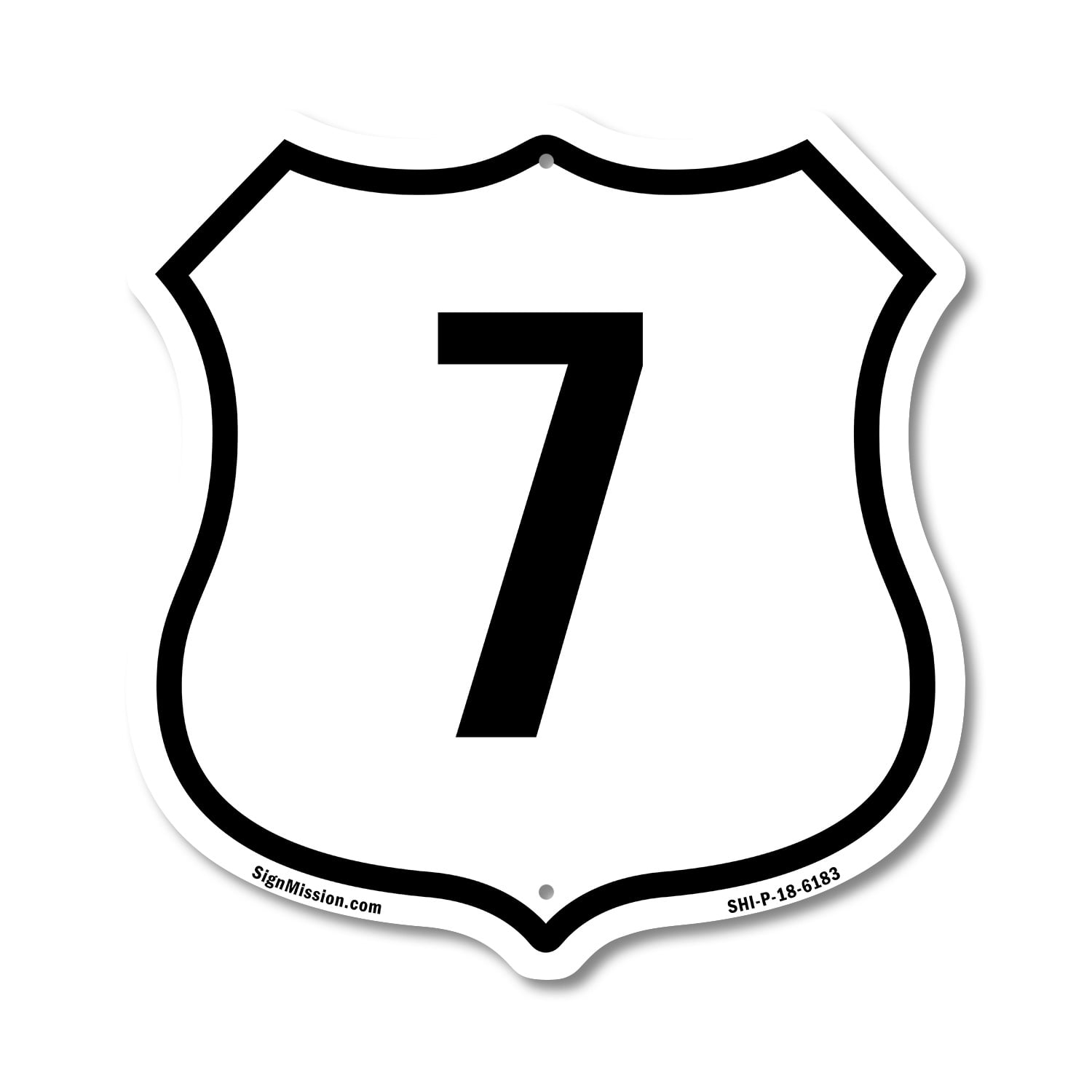 Number 7 12 inch X 12 inch Shield Shaped Commercial Grade Plastic Sign ...