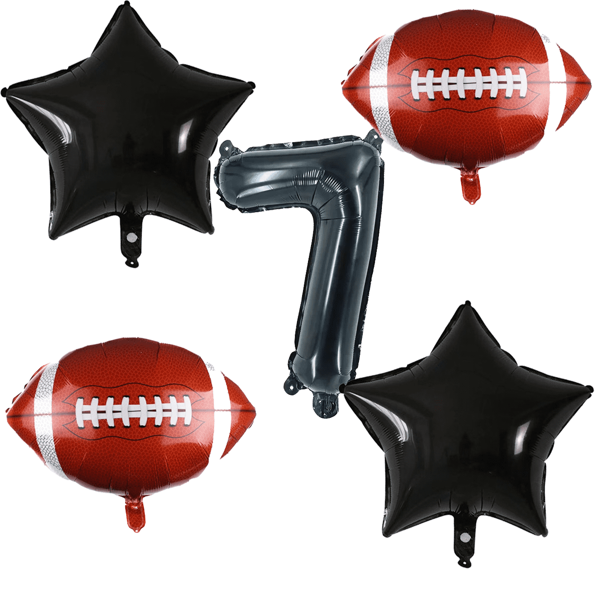 Number 7 Football Party Balloons Black Red 7th Birthday Balloons ...