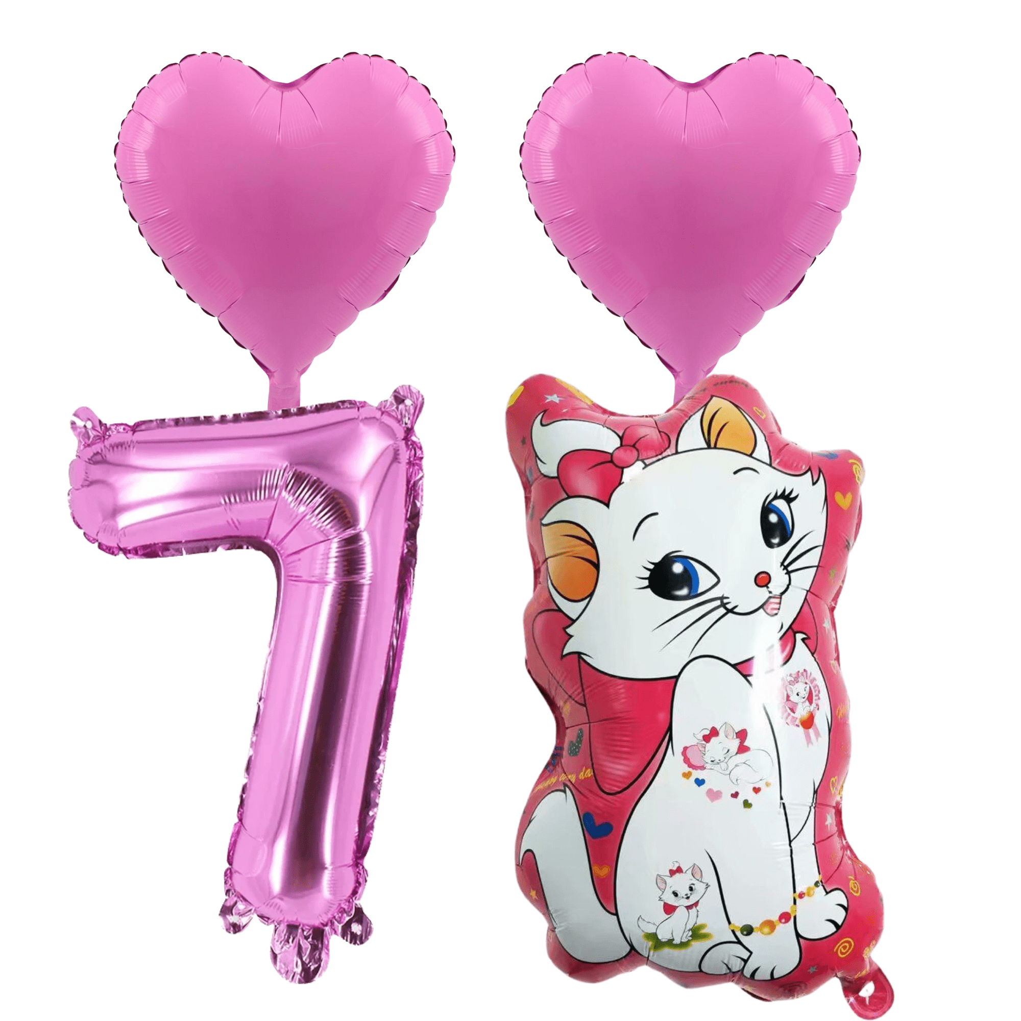 Number 7 Mari 7th Birthday Party Balloons Pink Cat Foil Set - Walmart.com