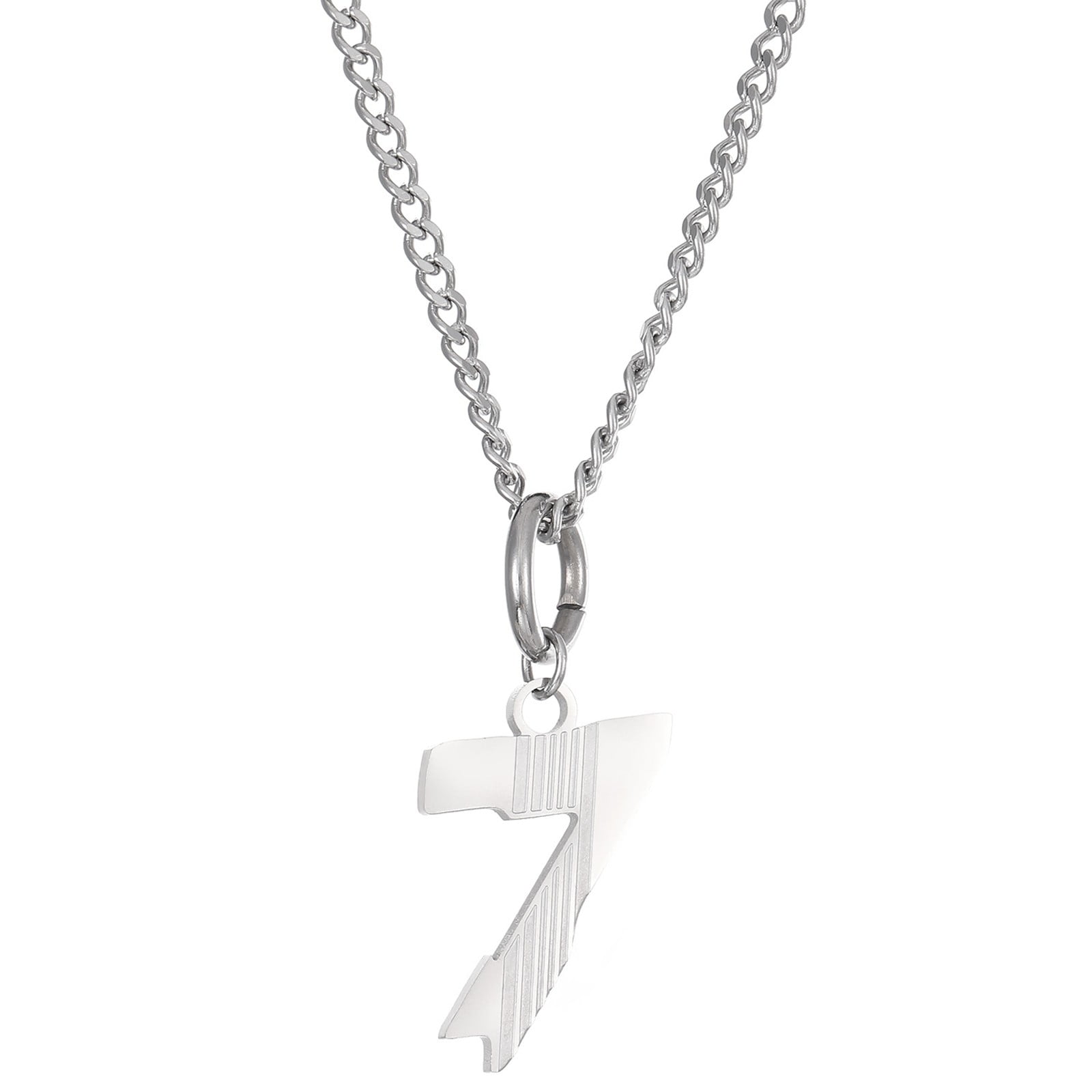 Number 7 Necklace Men's Design Titanium Steel Pendant Women's Versatile ...