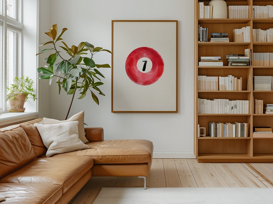 Number 7 Retro Pool Ball Wall Art! Boho, Minimalist Modern Art, Boho ...