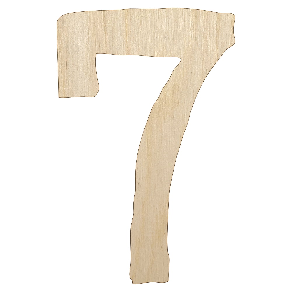 Number 7 Seven Cute Typewriter Font Wood Shape Unfinished Piece Cutout ...