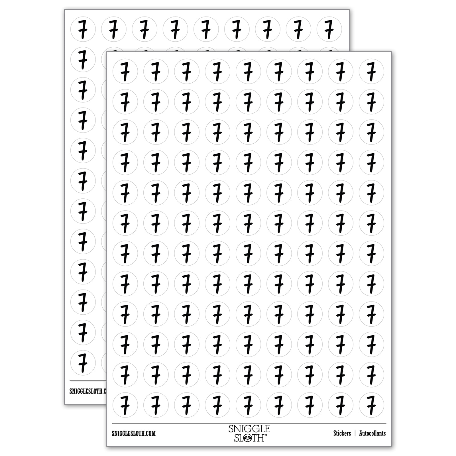 Number 7 Seven Felt Marker Font 200+ Round Stickers - White - Matte ...