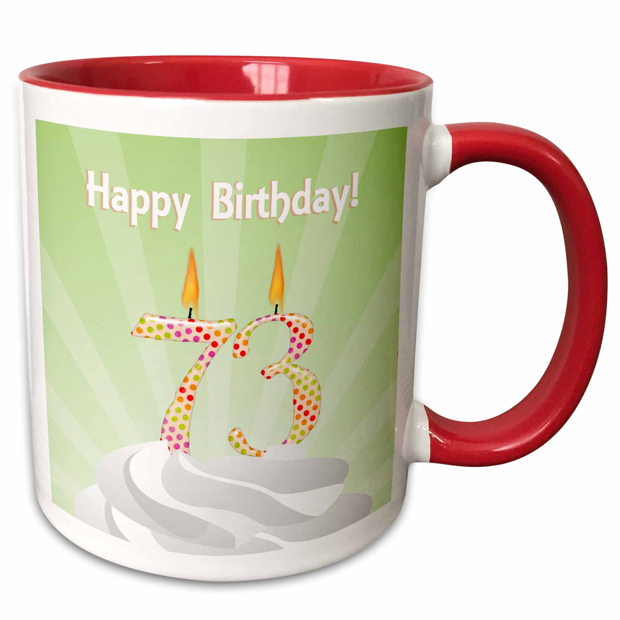 Number 73 Candle with Colorful Dots on Top of Whipped Icing, Happy ...