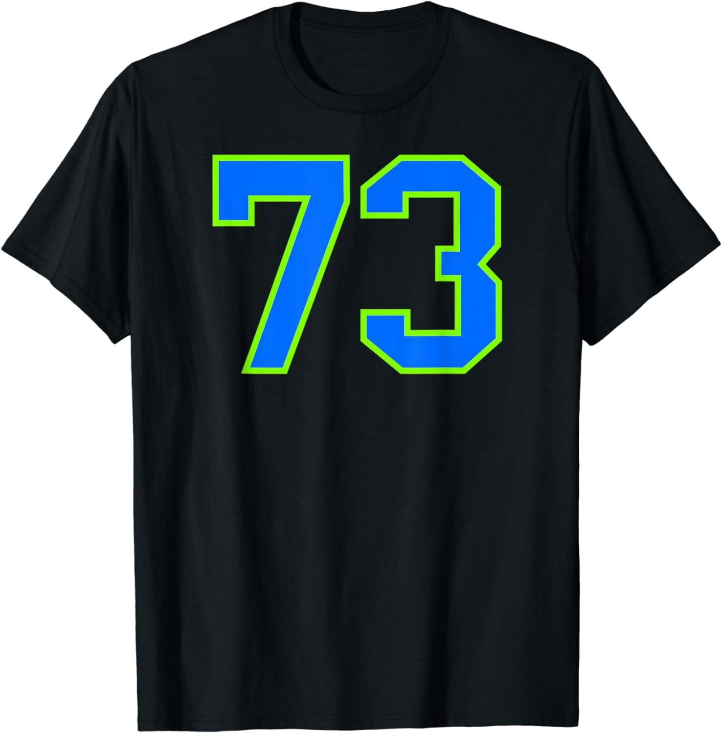 Number #73 Sports Jersey Uniform Blue Green Lucky Number T-Shirt ...