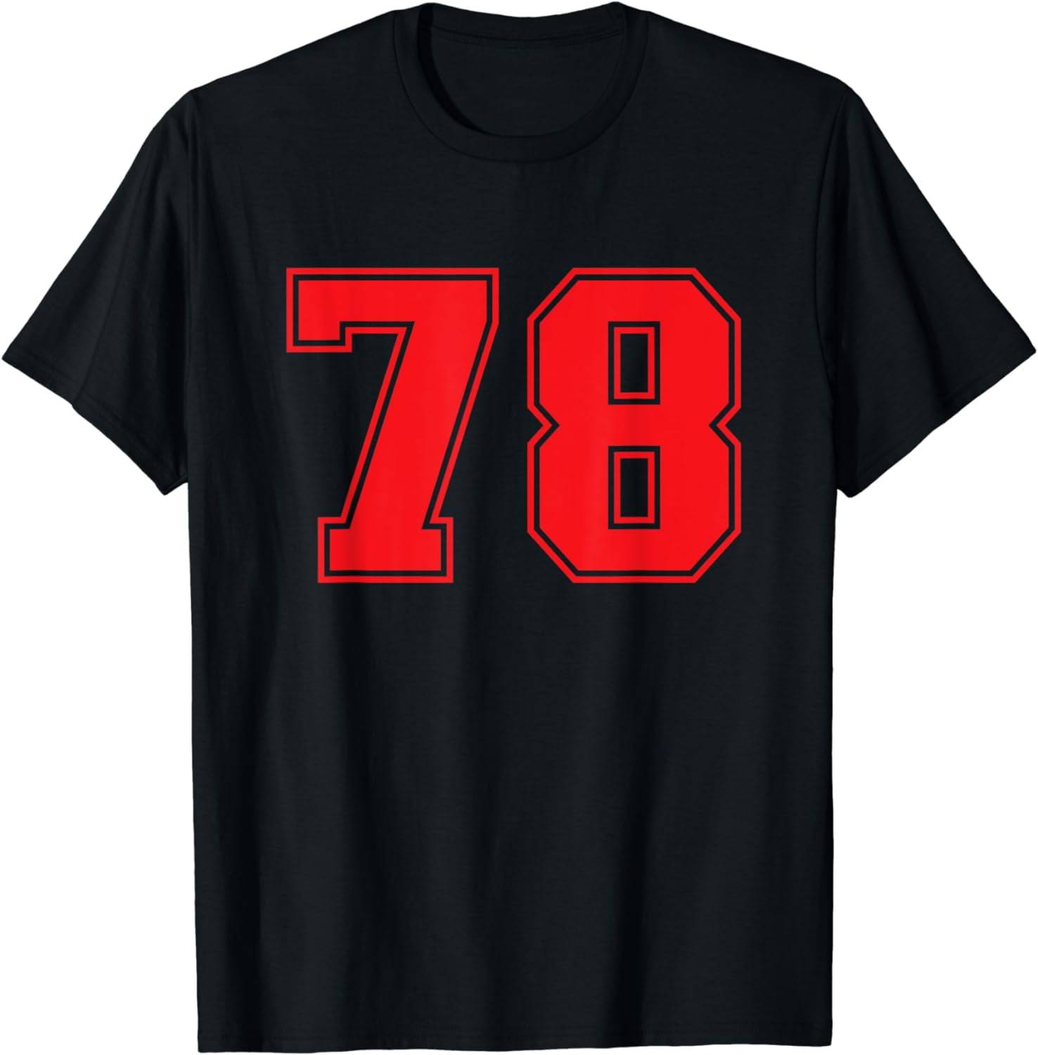 Number #78 Red Sports Jersey Lucky Number T-Shirt - Walmart.com