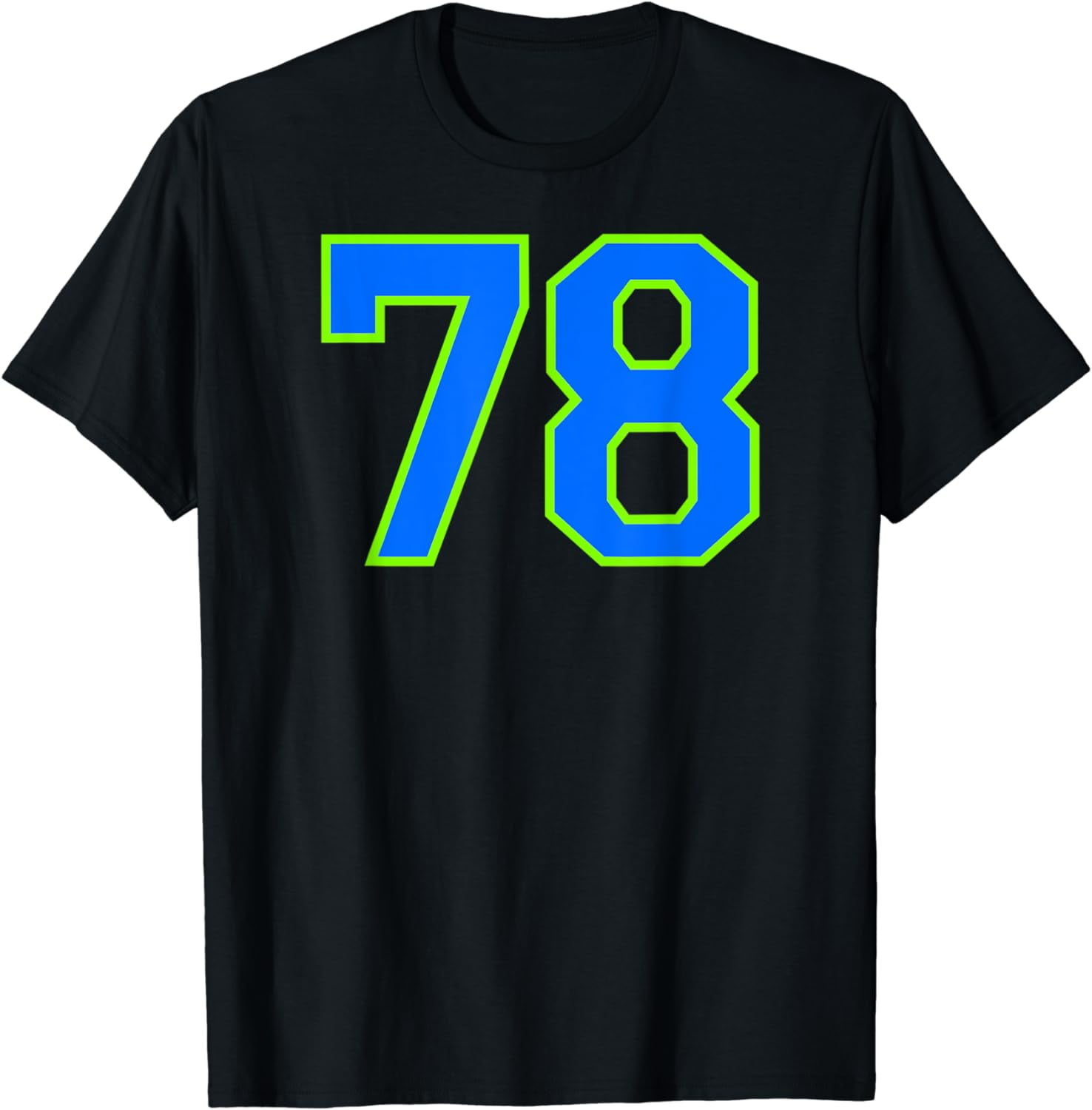 Number #78 Sports Jersey Uniform Blue Green Lucky Number T-Shirt ...
