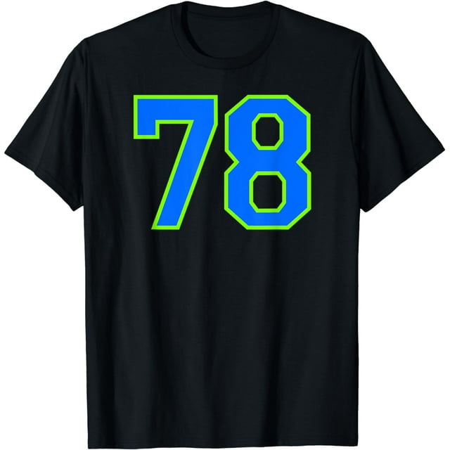 Number #78 Sports Jersey Uniform Blue Green Lucky Number T-Shirt ...