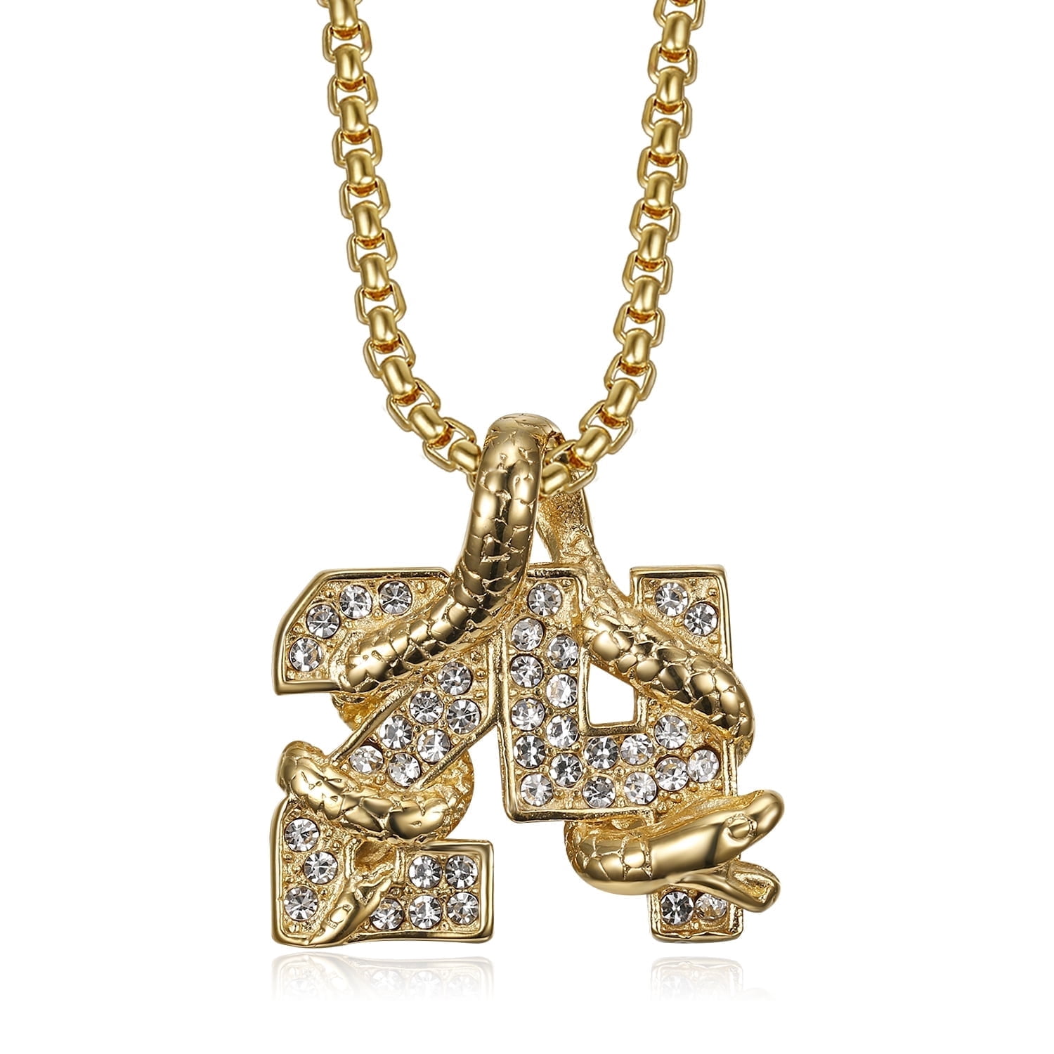 NEGS 18K Gold Plated Number 24 Snake Pendant Basketball Star Memorial ...