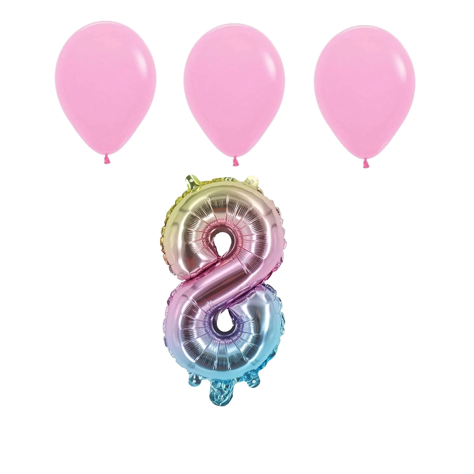 Number 8 Colorful Balloon 32 Inch Birthday Milestone 3 Colorful Latex ...