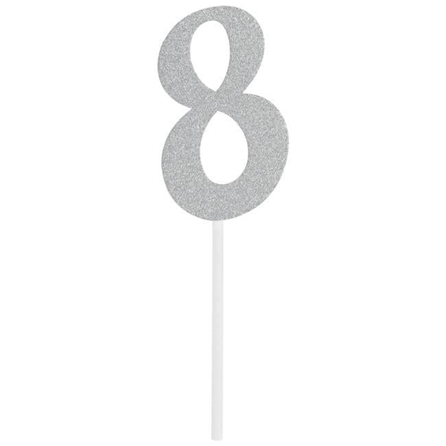 Number 8 Silver Glitter Cake Topper - Walmart.com