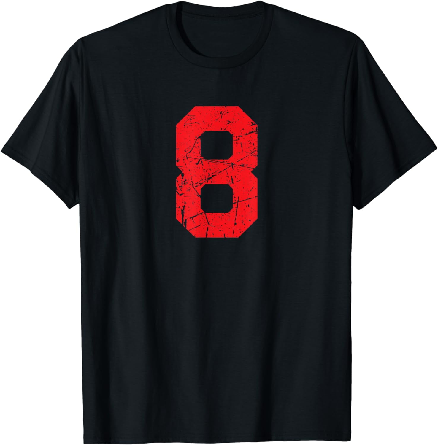 Number #8 Sports Jersey Red Distressed Vintage Lucky Number T-Shirt ...