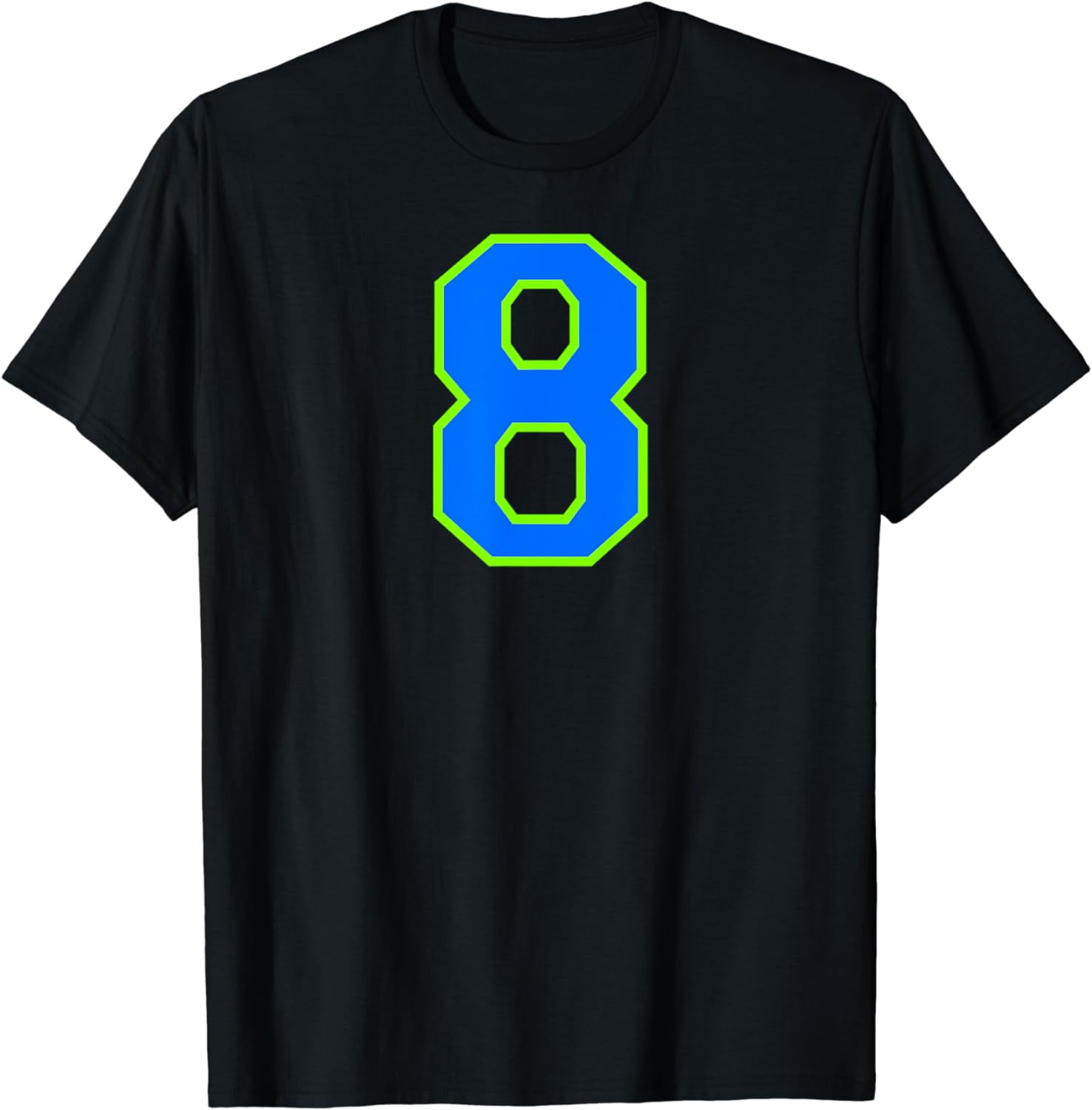 Number #8 Sports Jersey Uniform Blue Green Lucky Number T-Shirt ...