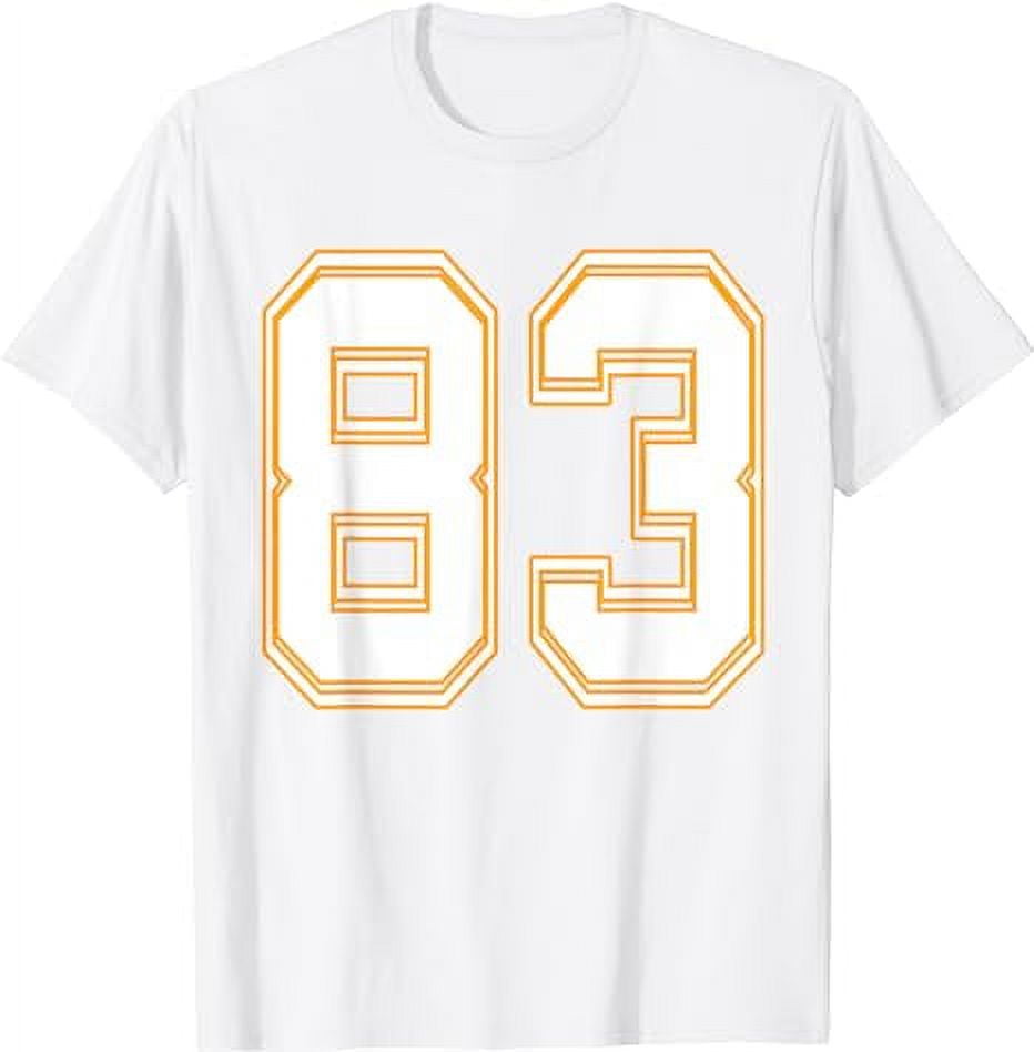Number 83 Red Yellow White Football Basketball Soccer Fans T-Shirt ...