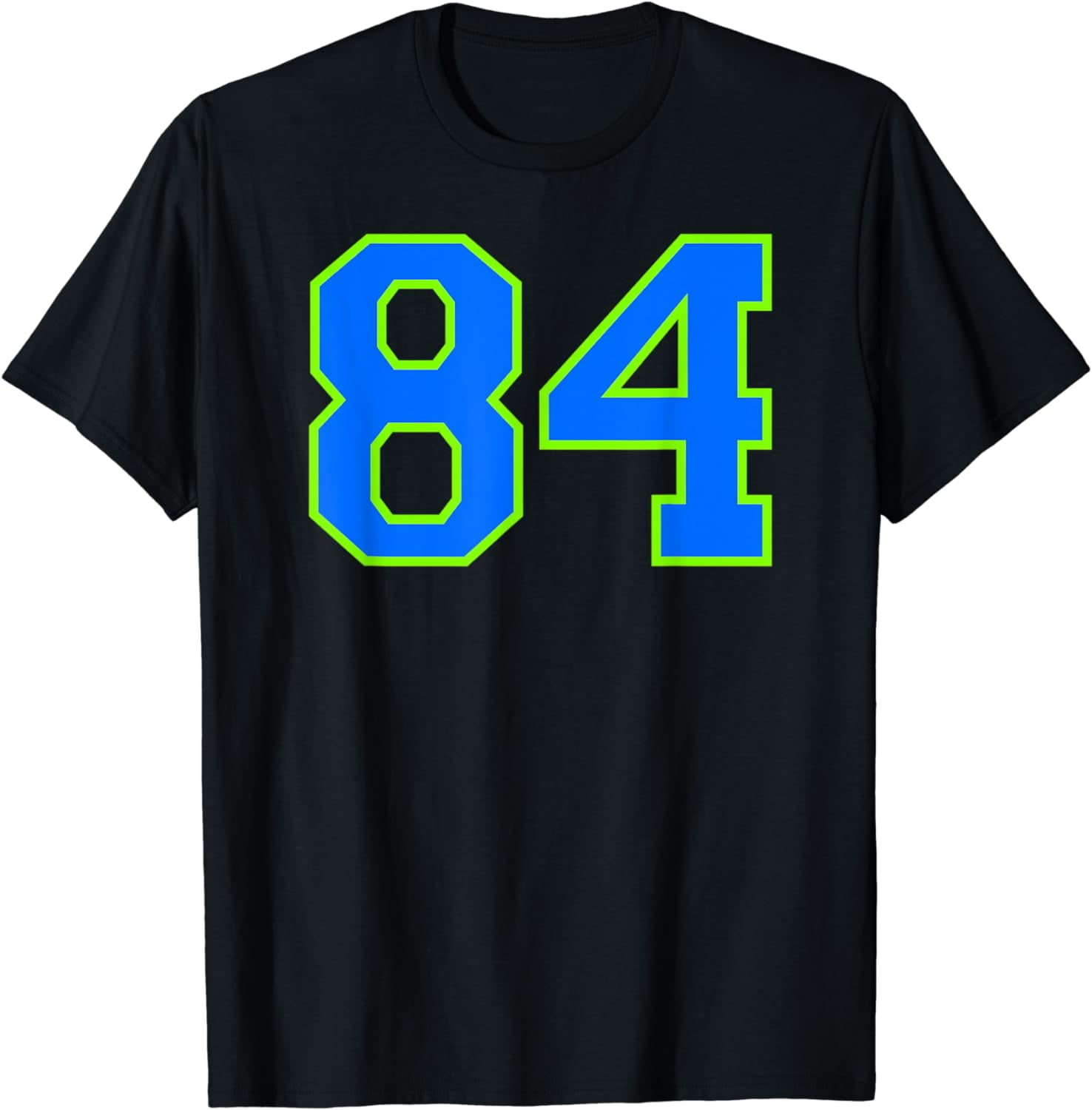 Number #84 Sports Jersey Uniform Blue Green Lucky Number T-Shirt ...