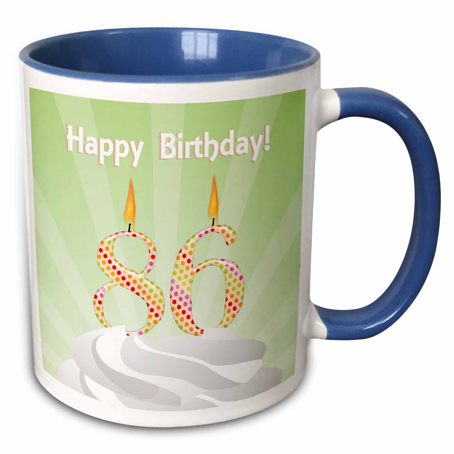 Number 86 Candle with Colorful Dots on Top of Whipped Icing, Happy ...
