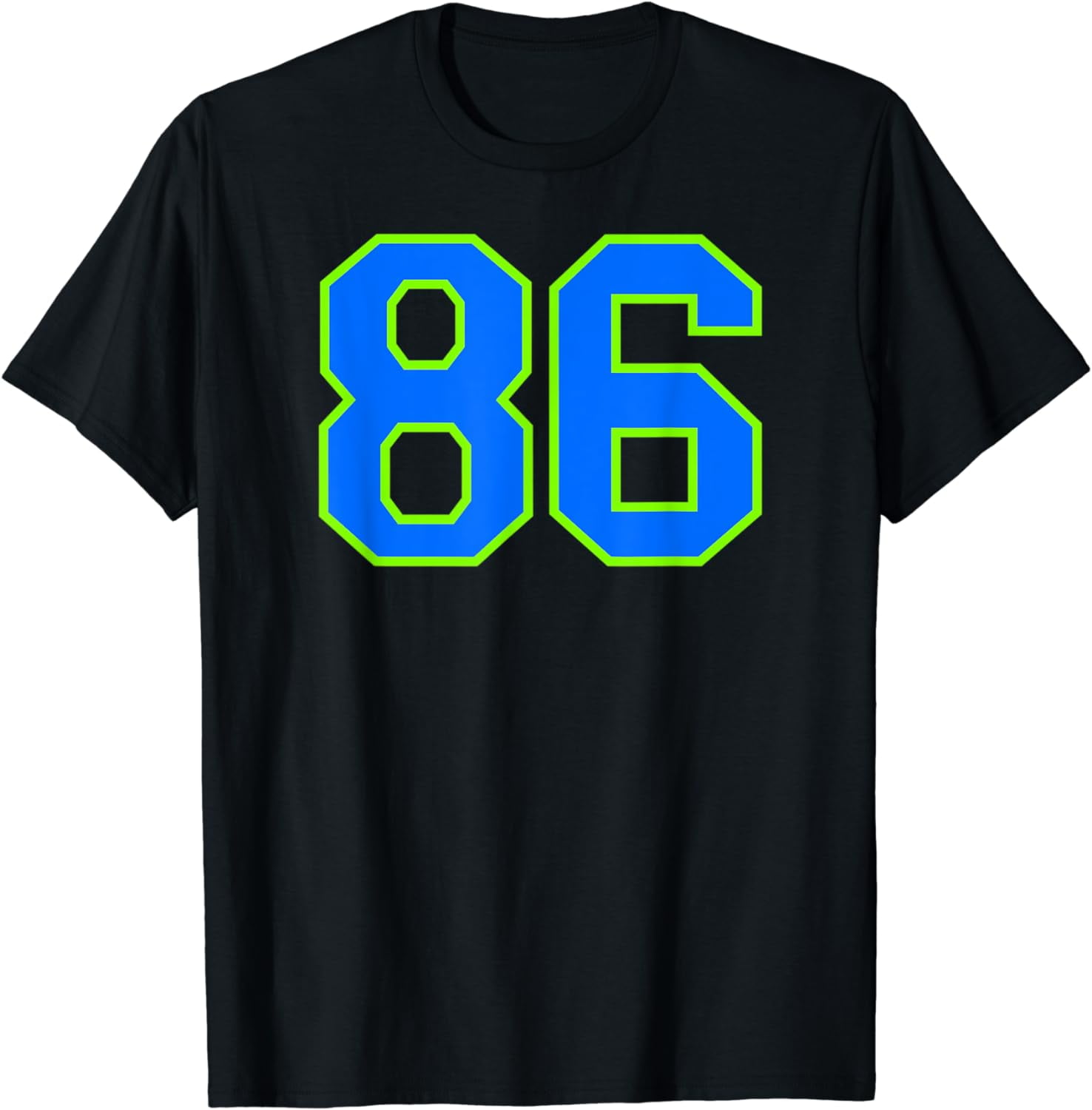 Number #86 Sports Jersey Uniform Blue Green Lucky Number T-Shirt ...