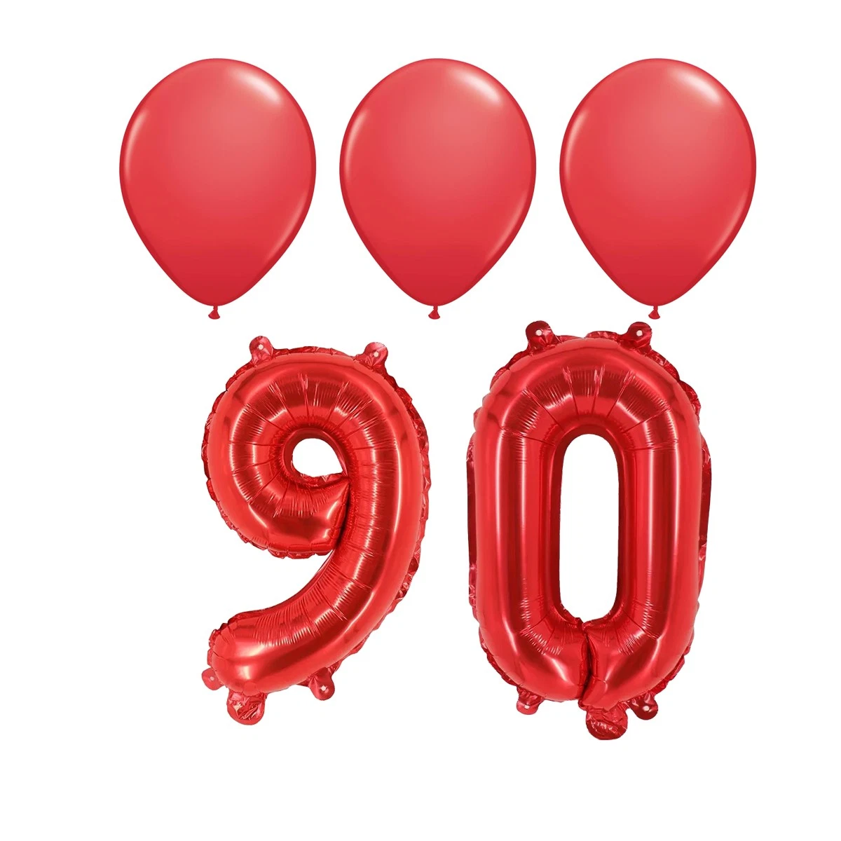 Number 90 Red Balloon 32 Inch Foil Mylar Birthday Milestone 3 Red Latex ...