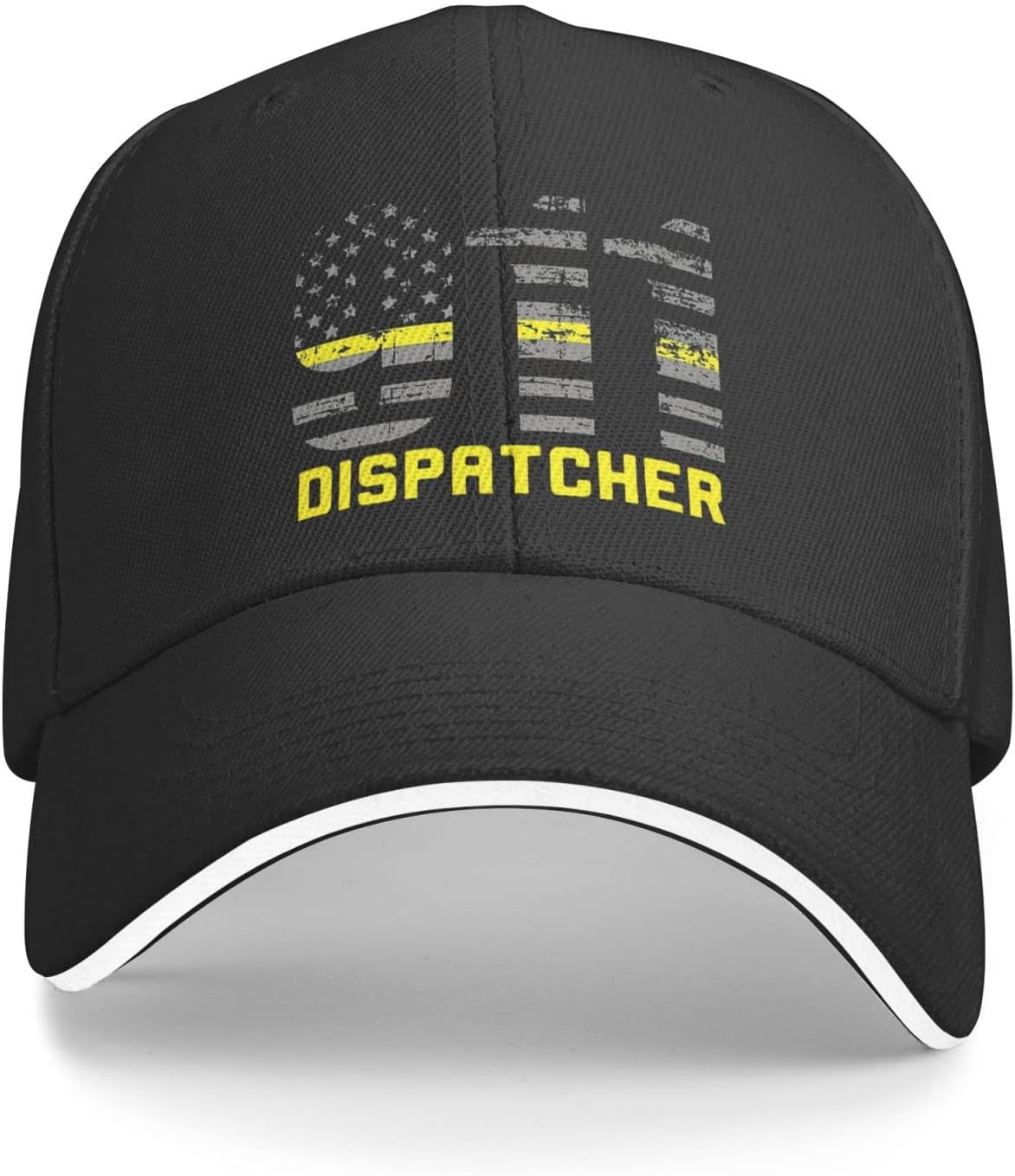 Number 911 Dispatcher Thin Gold Yellow Line Dispatch American Flag ...