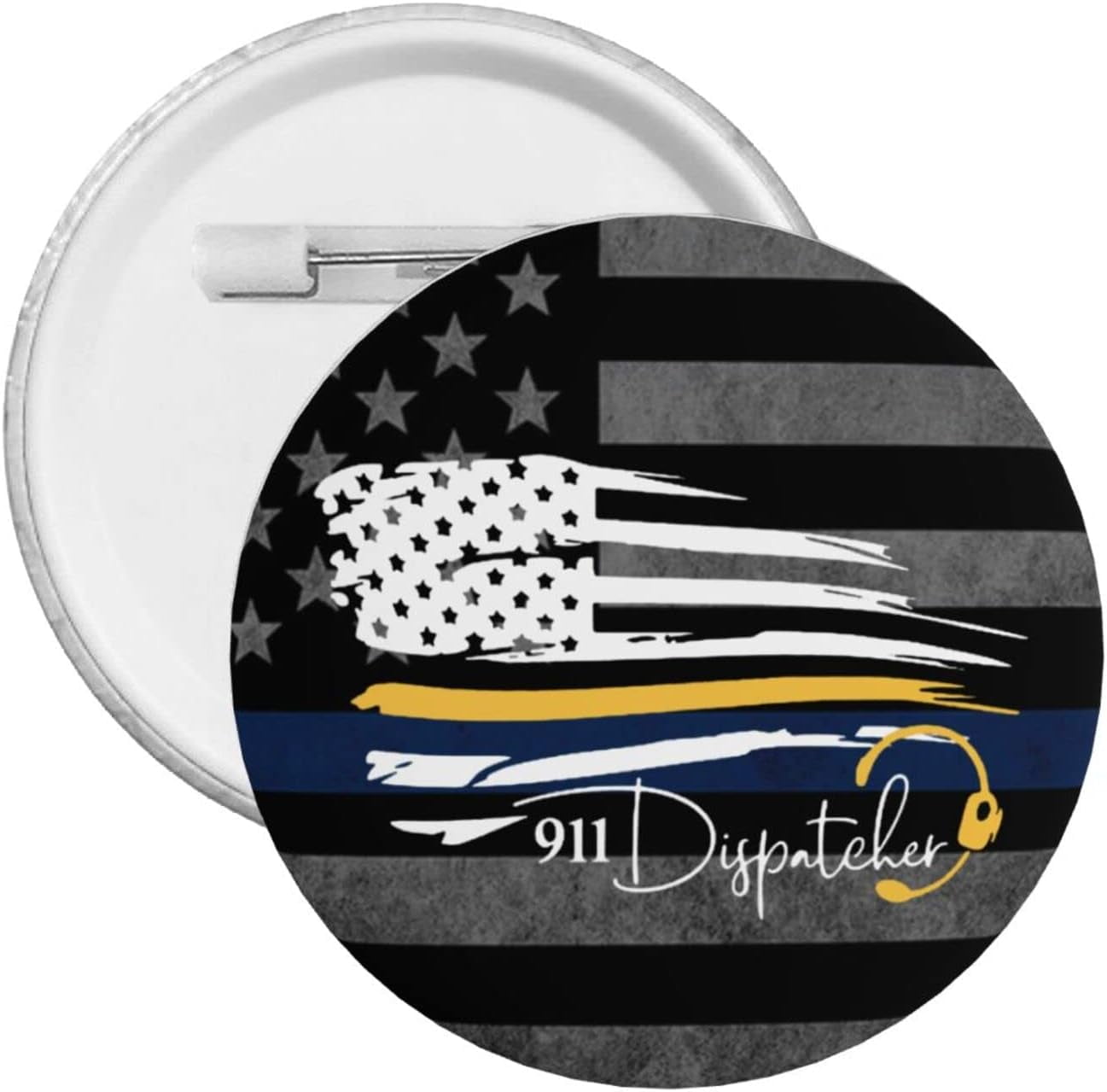 Number 911 Dispatcher Thin Gold Yellow Line Dispatch American Flag ...