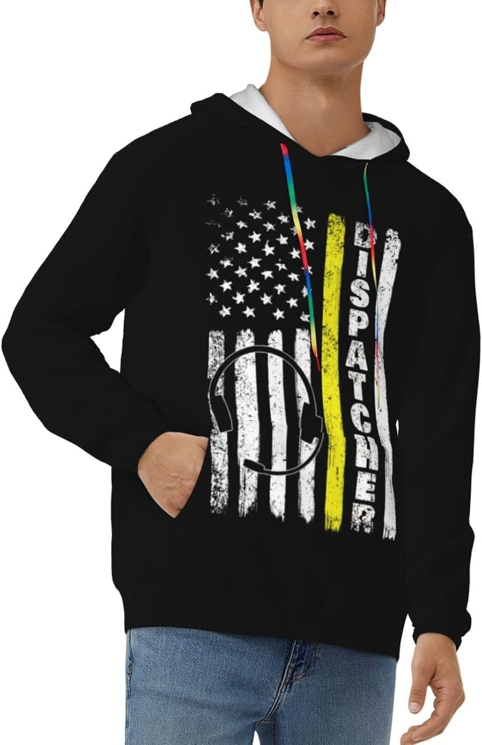 Number 911 Dispatcher Thin Gold Yellow Line Dispatch American Flag ...