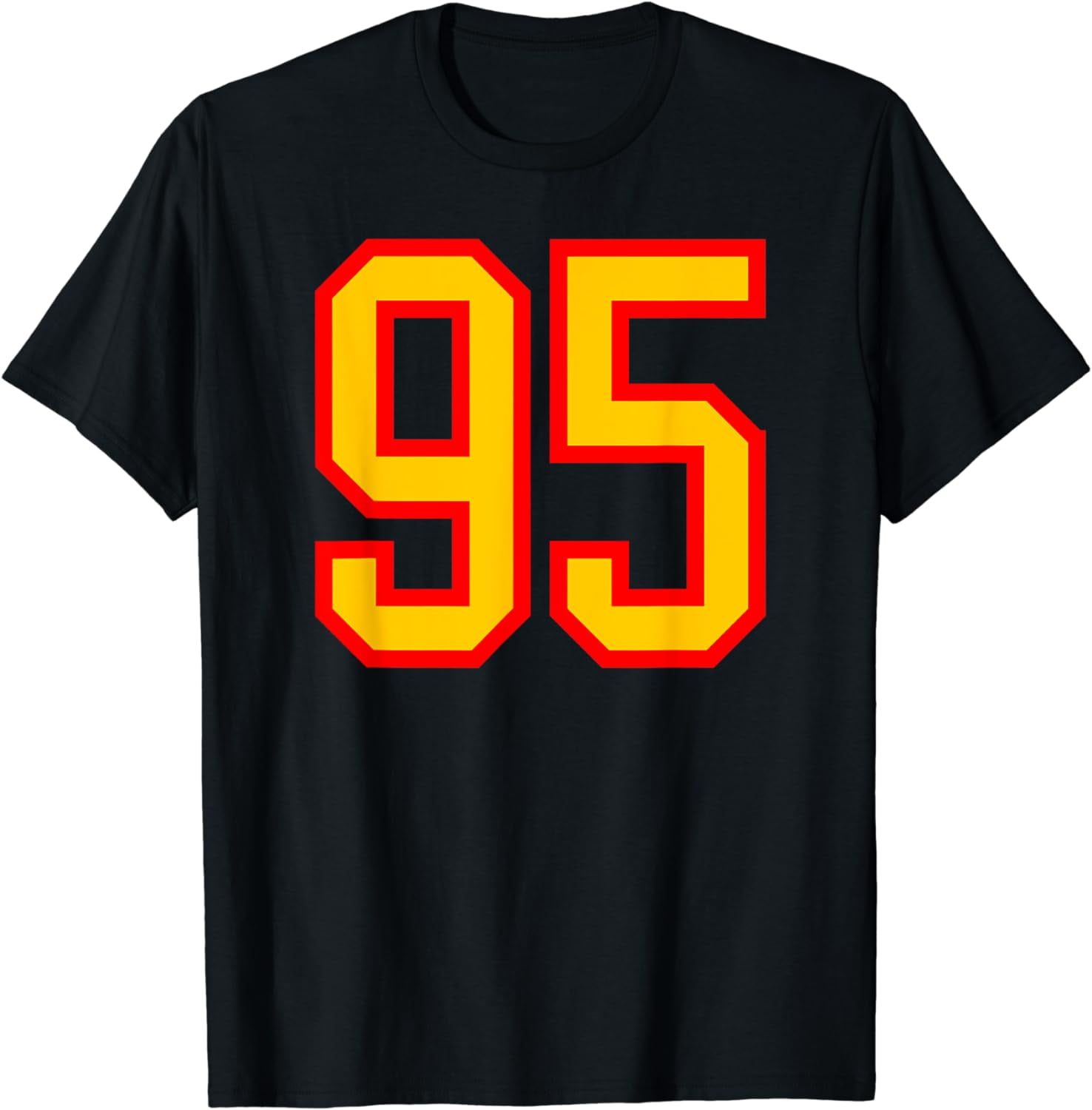 Number #95 Red Yellow Sports Jersey Birthday Lucky Number 95 T-Shirt ...