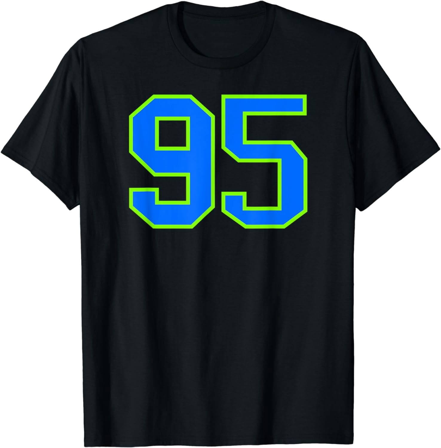 Number #95 Sports Jersey Uniform Blue Green Lucky Number T-Shirt ...