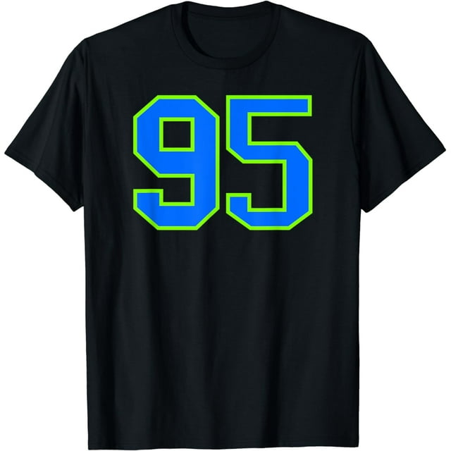 Number #95 Sports Jersey Uniform Blue Green Lucky Number T-Shirt ...
