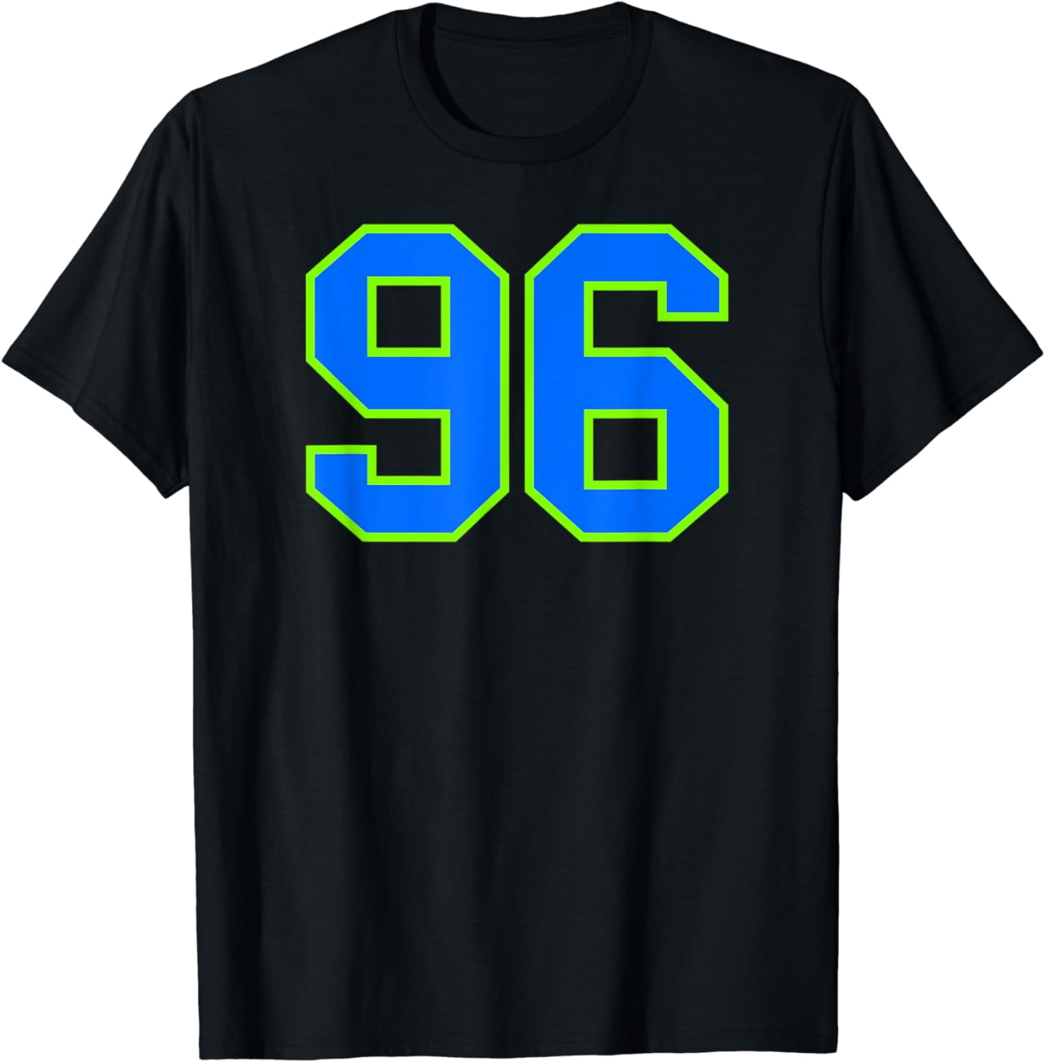 Number #96 Sports Jersey Uniform Blue Green Lucky Number T-Shirt ...