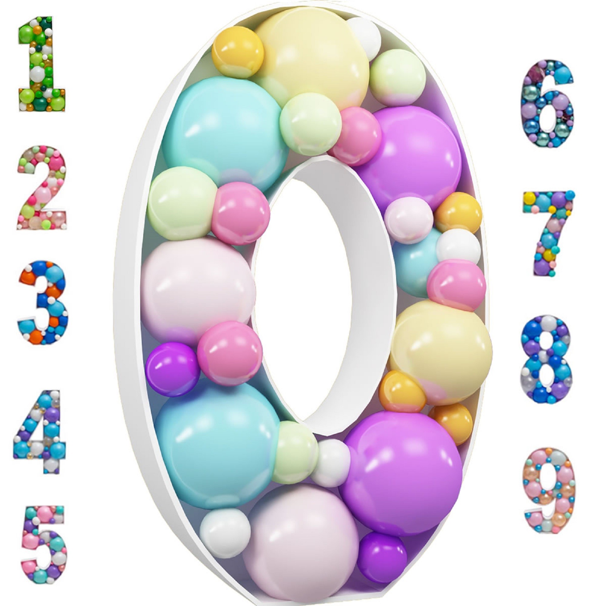 Number Balloon,Marquee Numbers 0 Pre-Cut Kit Cardboard Light Up Mosaic ...