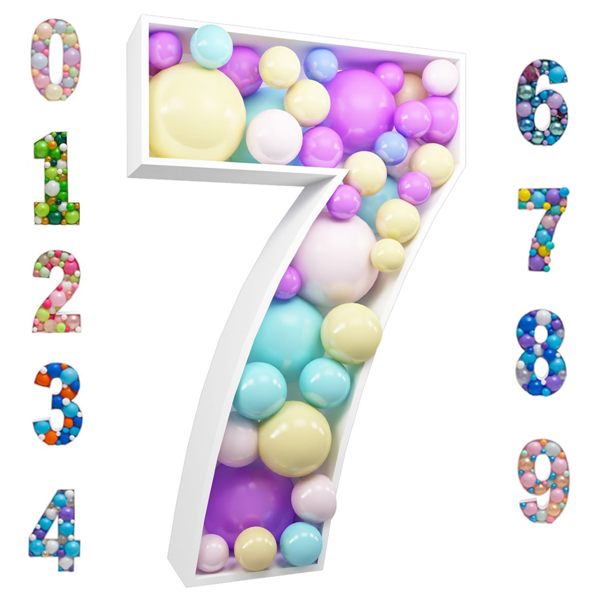Number Balloon,Marquee Numbers 7 Pre-Cut Kit Cardboard Light Up Mosaic ...